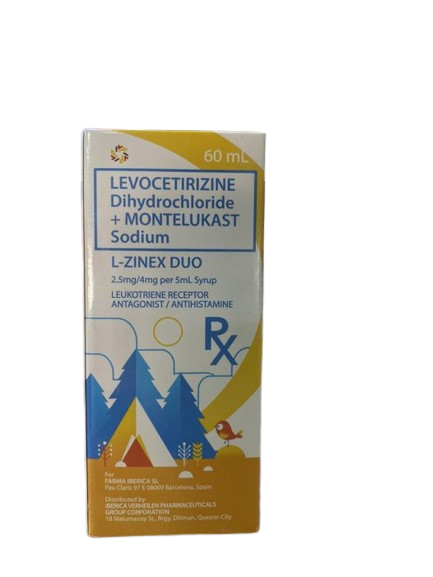 L-Zinex Duo (levocetirizine + montelukast) 2.5mg/4mg per 5mL syrup ...
